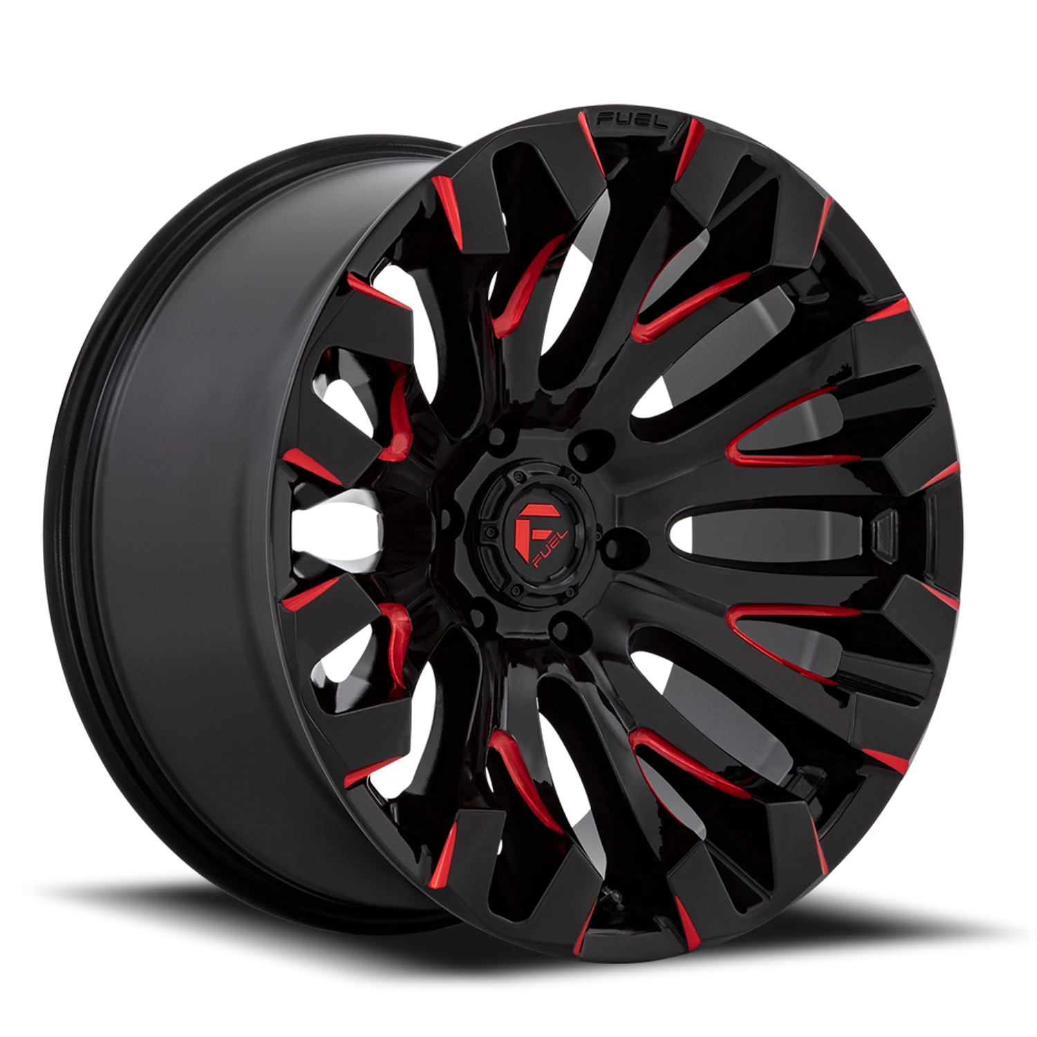 Fuel Quake D829 20x10 -18 5x127mm 71.5mm Gloss Black Milled Red