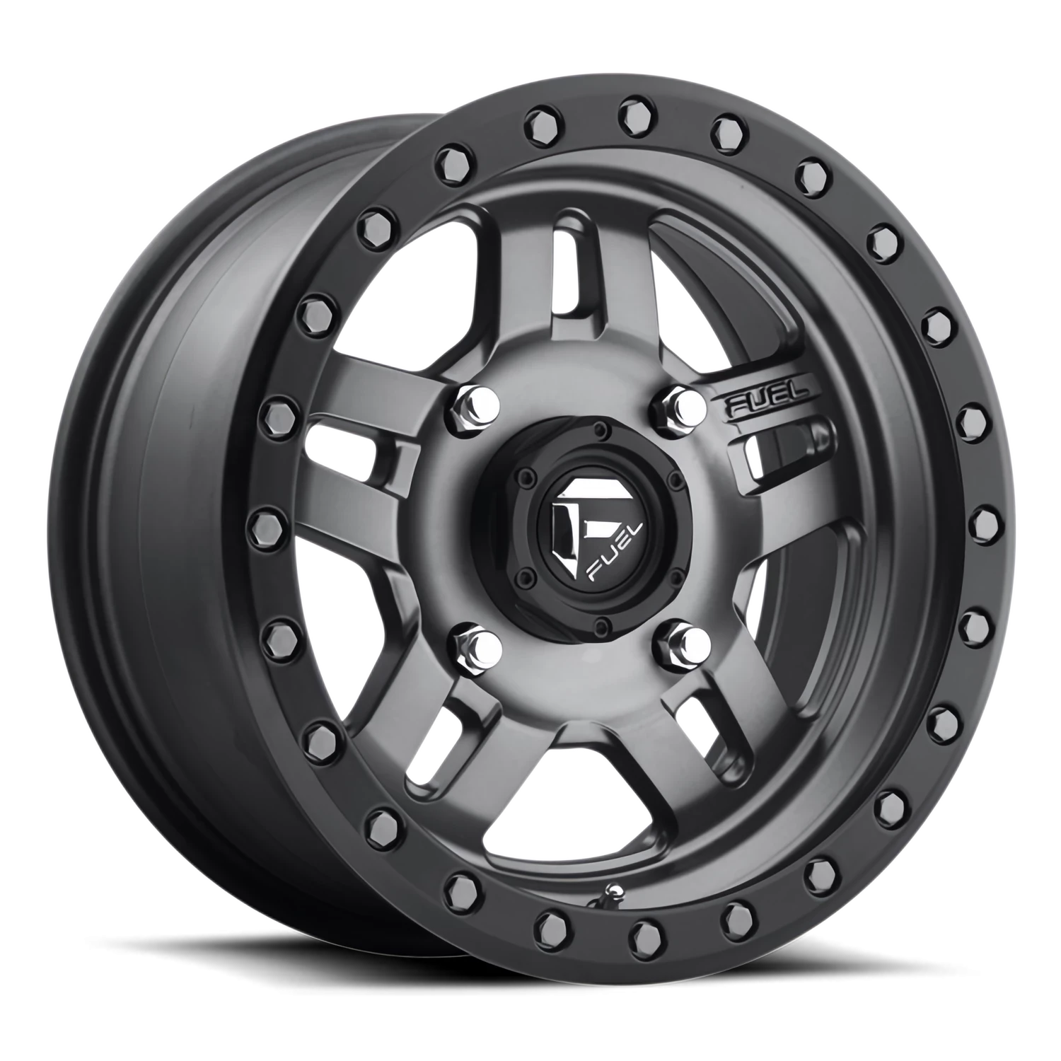 Fuel Anza UTV D558 15x7 +38 4x156mm 132mm Matte Anthracite Black Ring