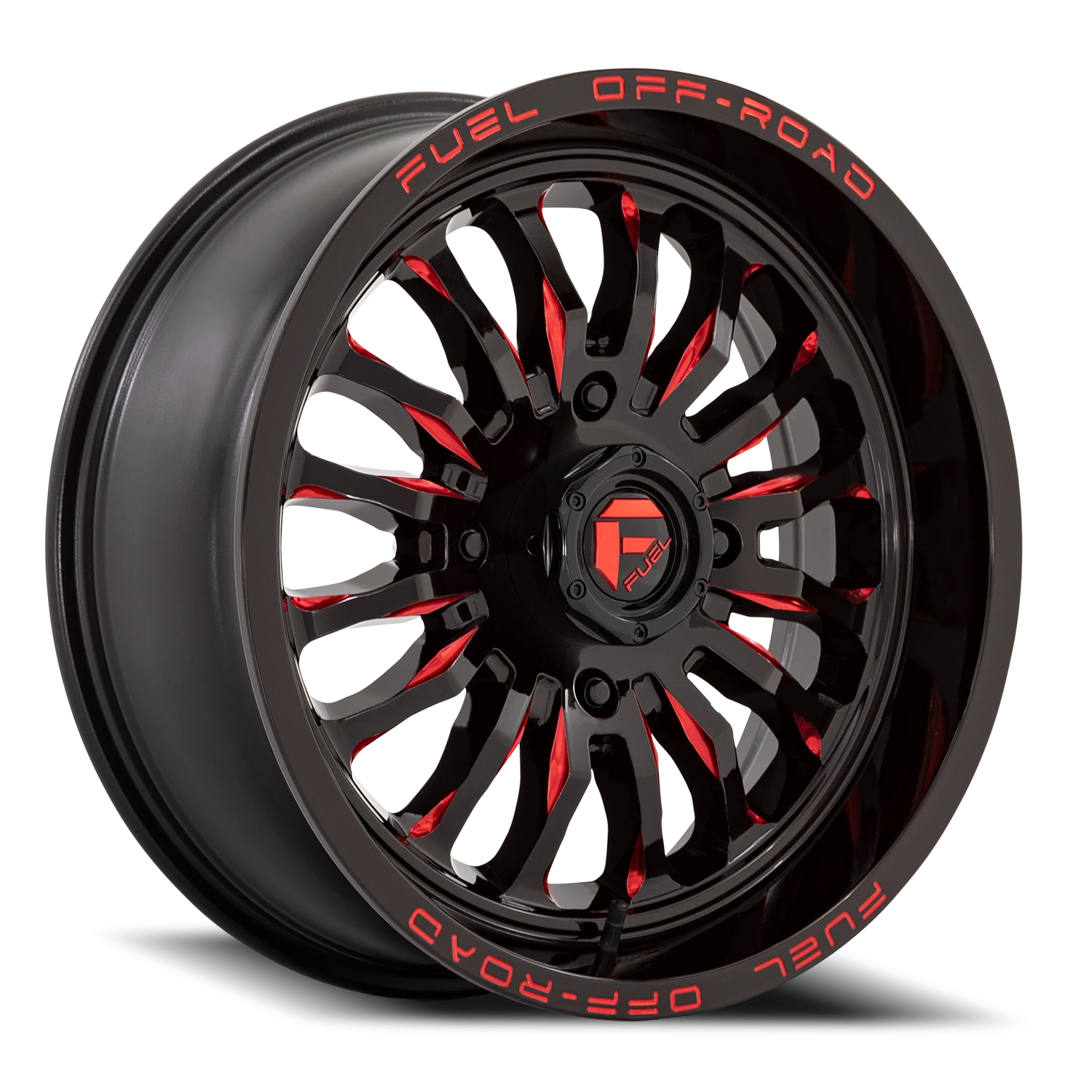Fuel Arc UTV D822 20x7 +13 4x137mm 110.1mm Gloss Black Milled Red