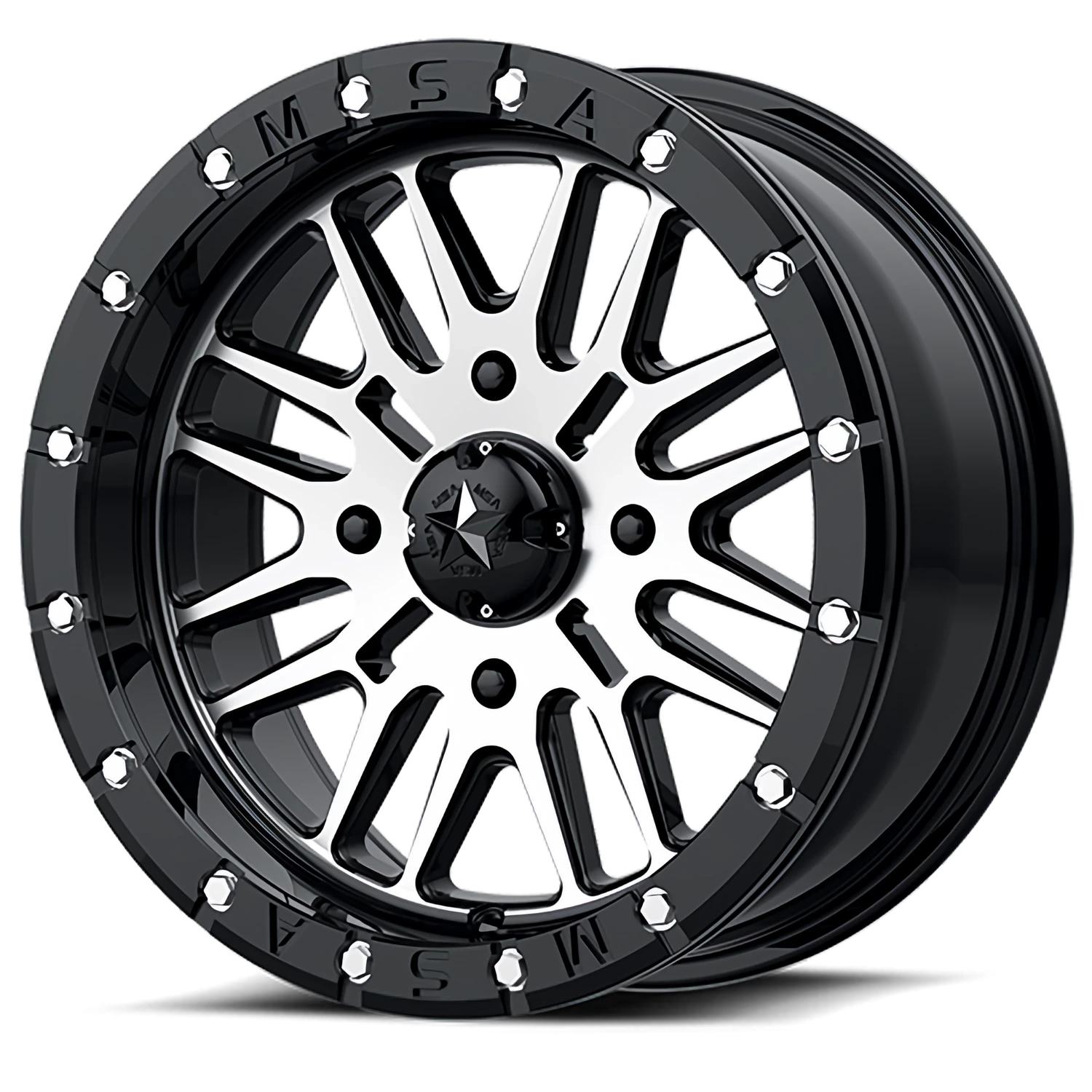 MSA Brute Beadlock M37 15x7 +10 4x137mm 112mm Gloss Black Machined