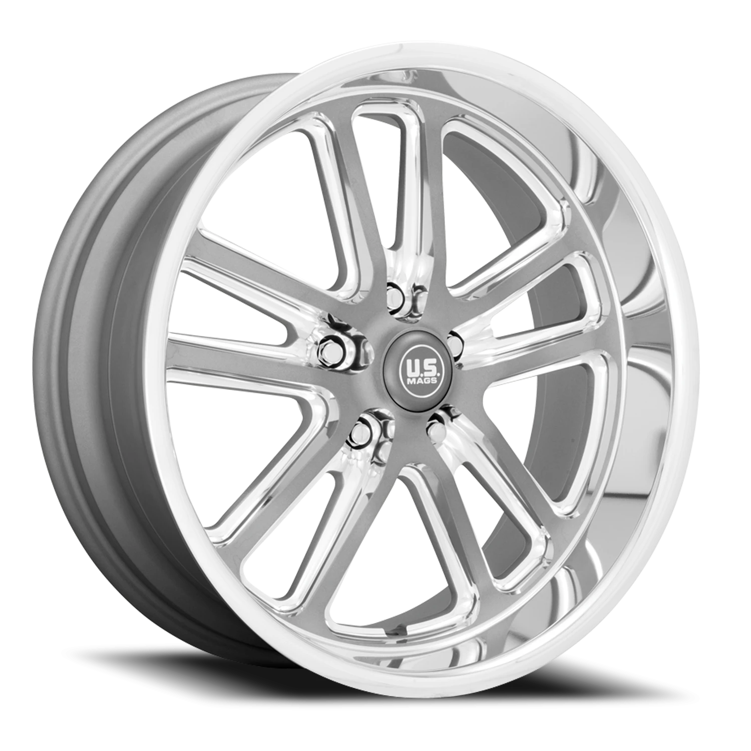 US Mags Bullet U130 20x8 +1 5x114.3mm 72.7mm Textured Gunmetal Milled