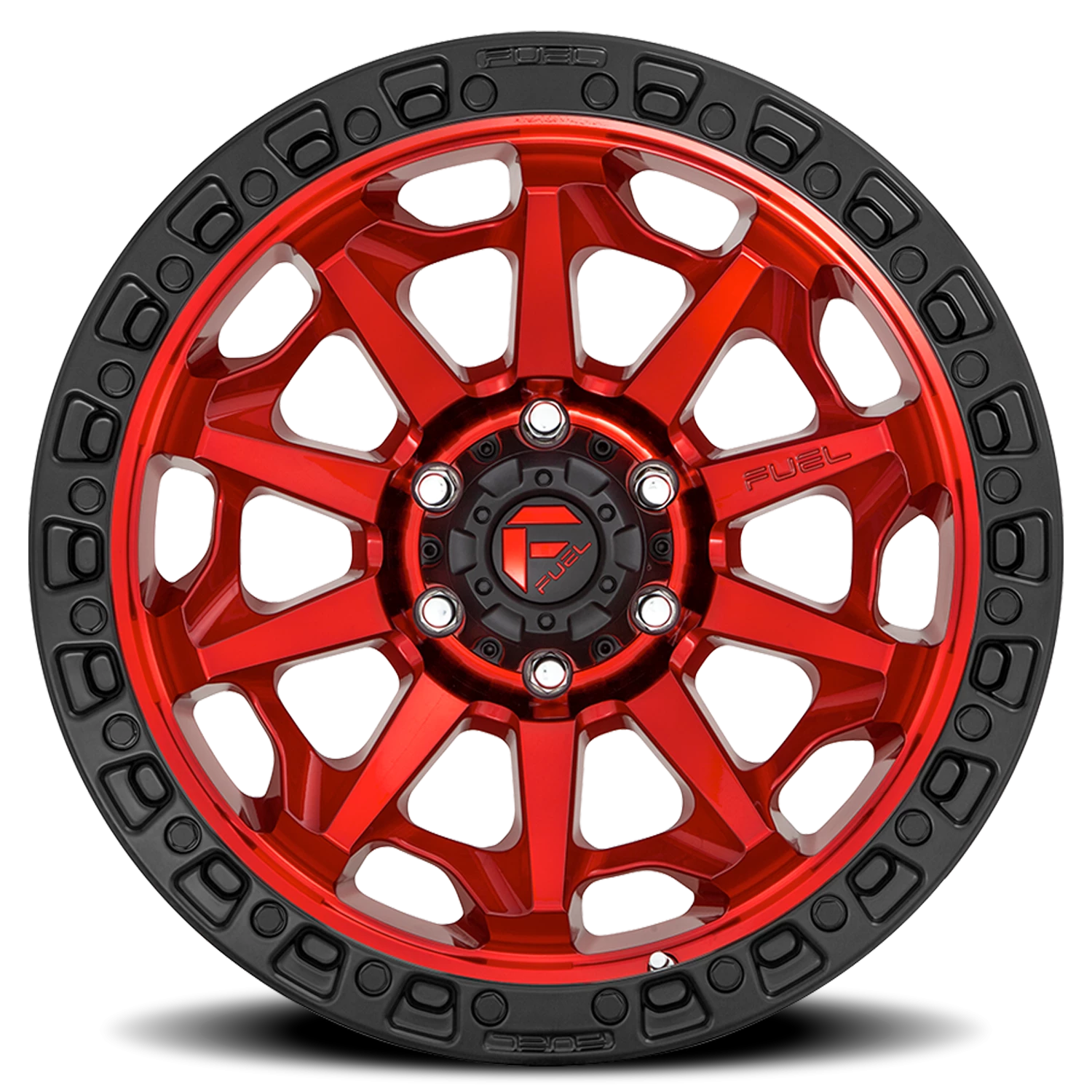 Fuel Covert D695 17x9 +1 5x127mm 71.5mm Candy Red Black Bead Ring