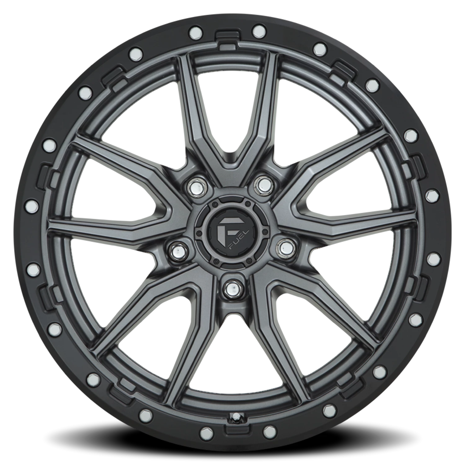 Fuel Rebel D680 20x9 +1 5x127mm 71.5mm Matte Gunmetal Black Bead Ring