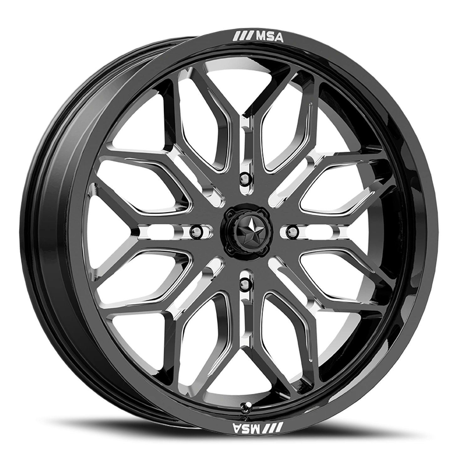 MSA Sniper M47 GB-M 24x7 +10 4x156mm 115.1mm Gloss Black Milled